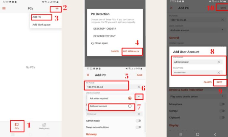 đăng nhập VPS Android